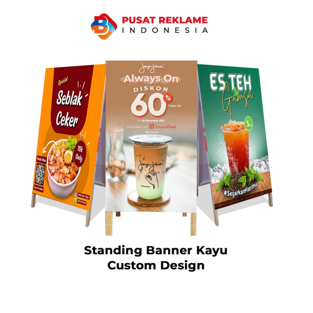 Jual Standing Banner Kayu Custom + Free Desain | Shopee Indonesia