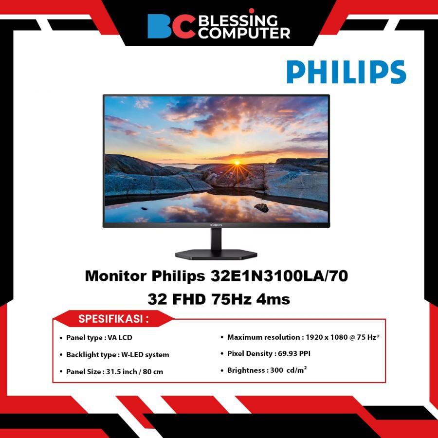 Jual Monitor Philips 32E1N3100LA/70 32 inchi FHD 1920 x 1080 75Hz 4ms ...