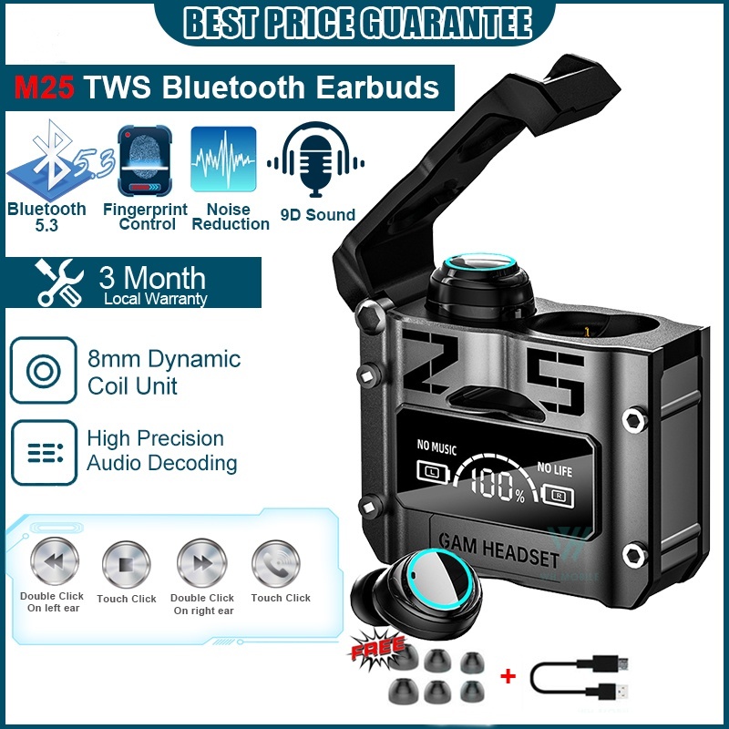 Jual TWS M25 Headset gaming Bluetooth Earphone 5.3 Waterproof Wireless ...