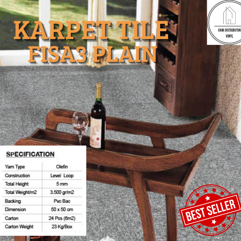 Jual Karpet Tile 50 x 50 FISA3 - PLAIN / Karpet Lantai Kantor 1 box = 6m2 | Shopee Indonesia