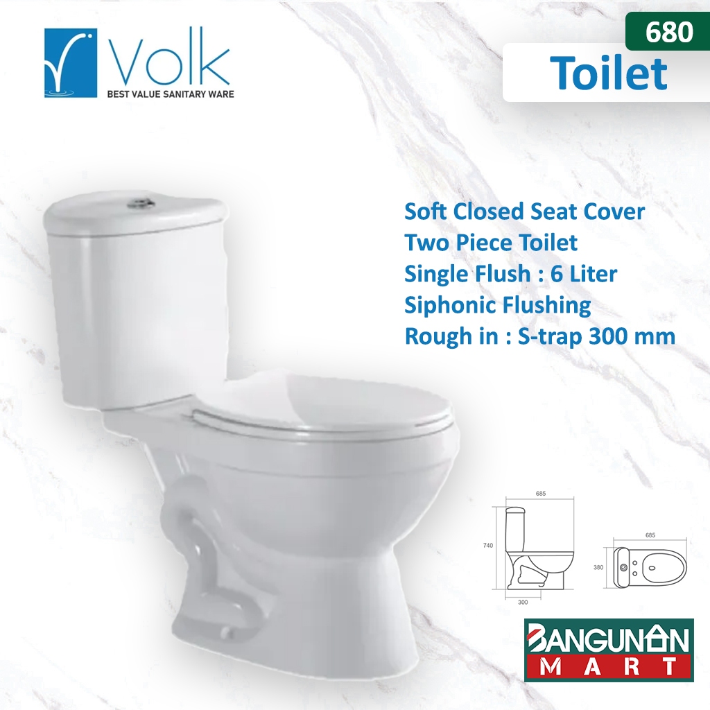 Jual Toilet Kloset Duduk VOLK 680 Soft Close Siphonic Flush Rough 30 cm ...