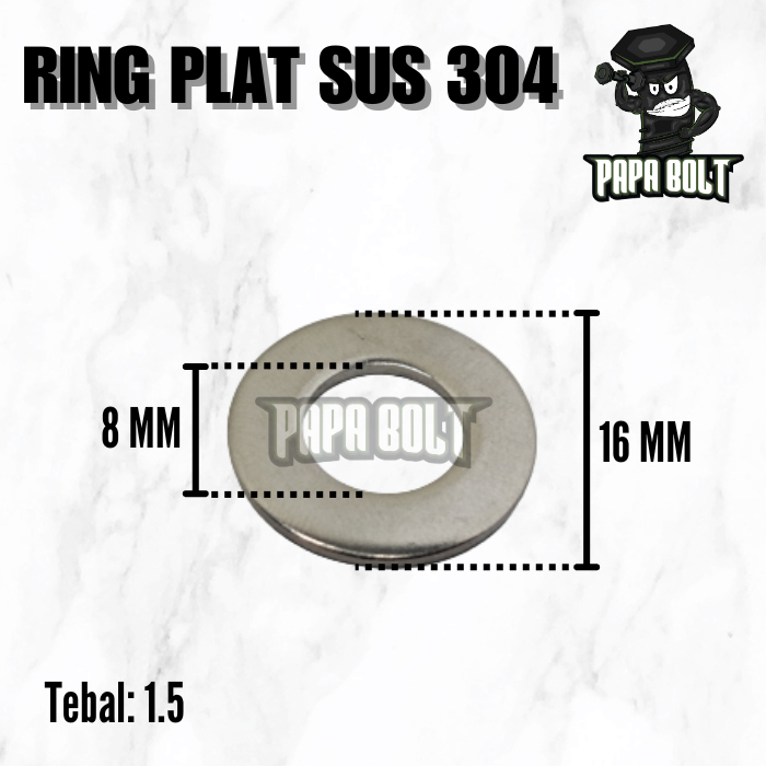 Jual Ring Plat Stainless Steel 304 SS304 M8 / Washer Plate WP 8mm ...