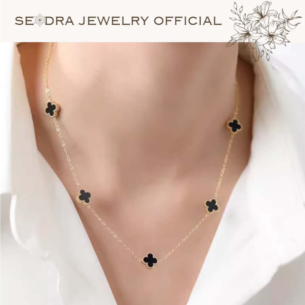 Jual SEODRA • Kalung Hera 5 Bunga Clover 18K Gold Plated • Perhiasan ...