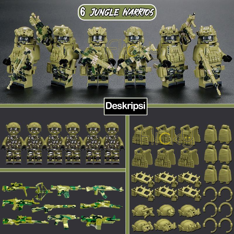 Jual Mainan balok Military Minifigure army Swat Team Pack Building ...