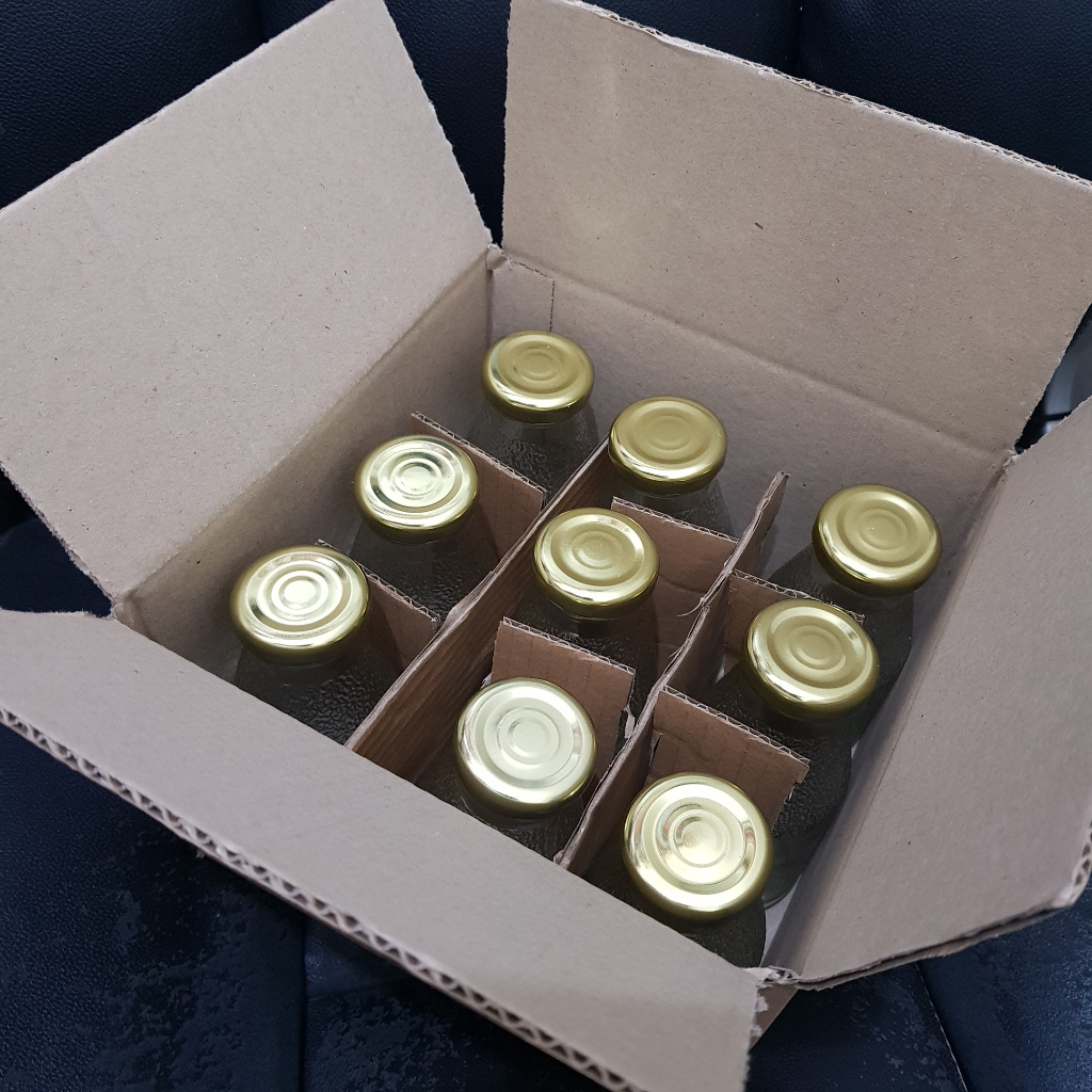 Jual / 9 ( SEMBILAN ) 300 ml Botol Kaca Juice Jus BARU + tutup seng ...