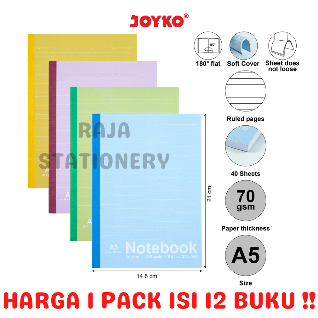Jual JOYKO NOTEBOOK A5 GARIS BUKU TULIS JOYKO A5 SEKOLAH KANTOR PER ...