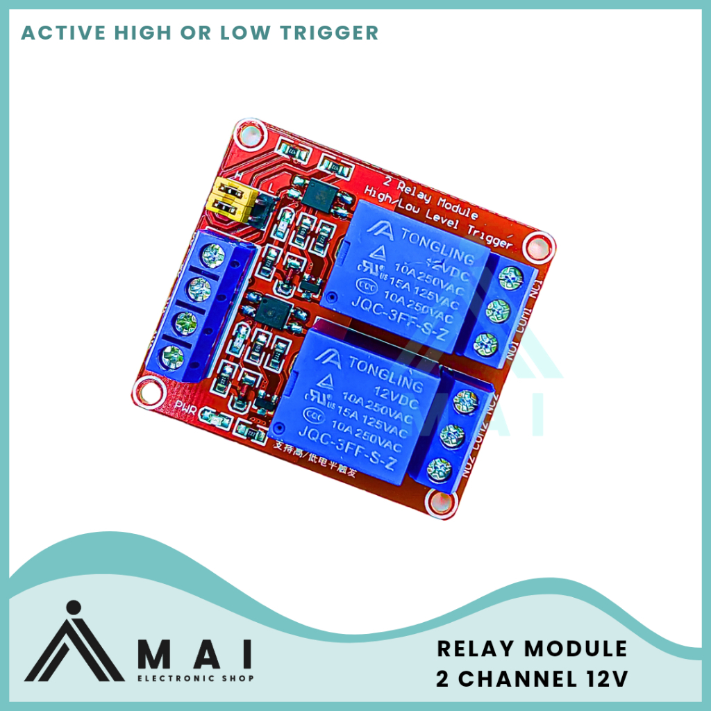 Jual Relay Modul 2 Channel 12V Aktif High and Low Trigger | Shopee ...