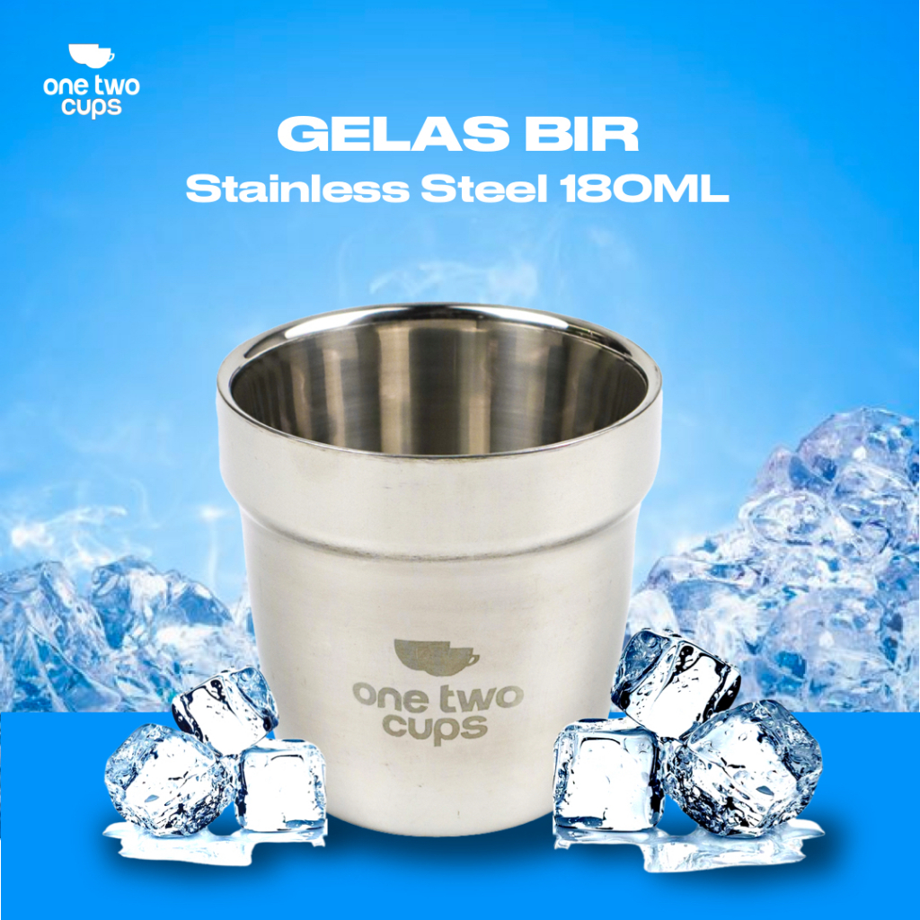 Jual One Two Cups Gelas Bir Stainless Steel Beer Drink Cup 180ML ...
