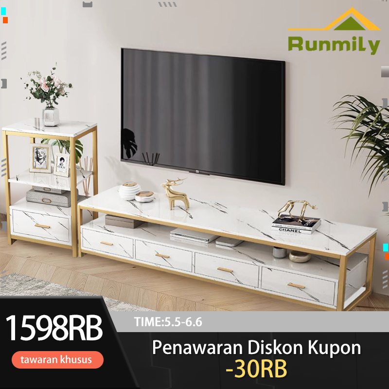 Jual ⚡100% Ori&COD⚡Lemari TV Meja TV Rak TV Bufet Kayu+Logam TV ...