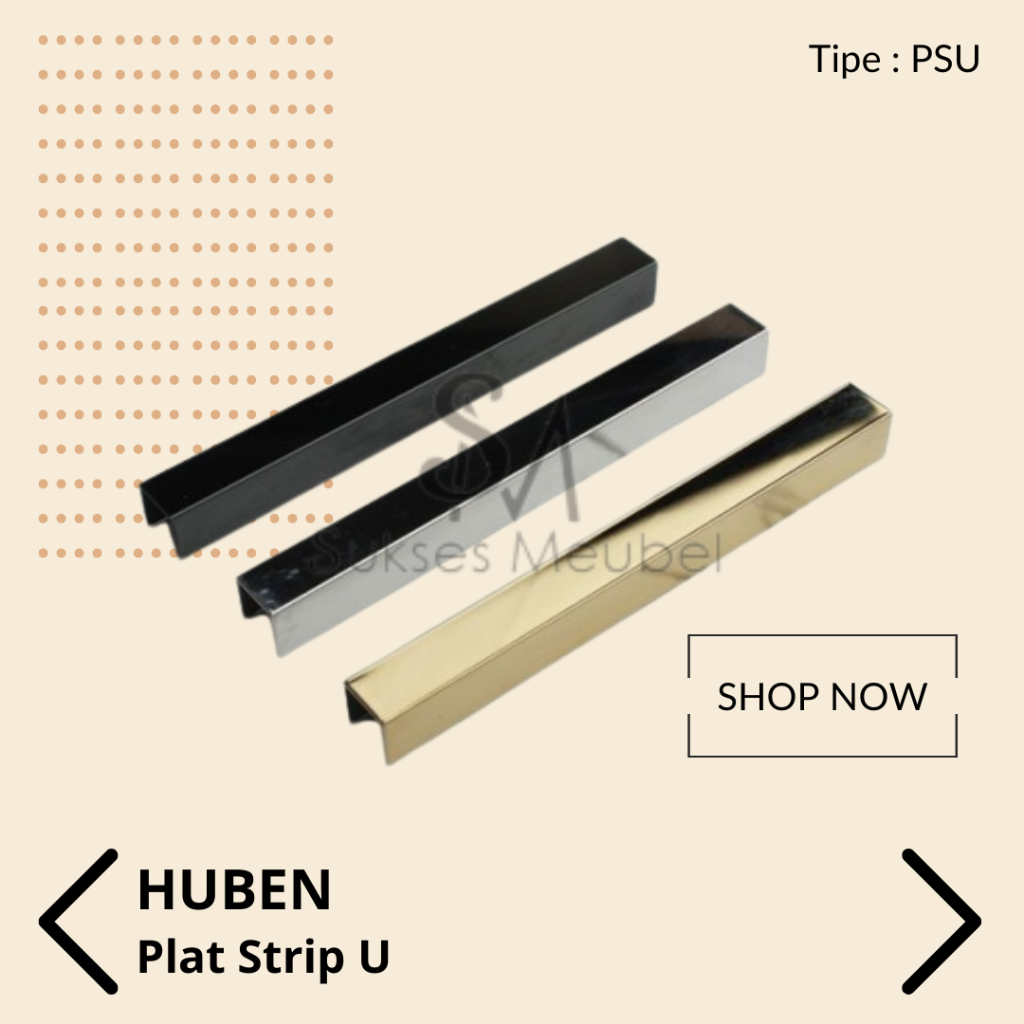 Jual HUBEN Plat Strip U 3.05 Meter Gold Mirror | PSU Gold Mirror HUBEN ...