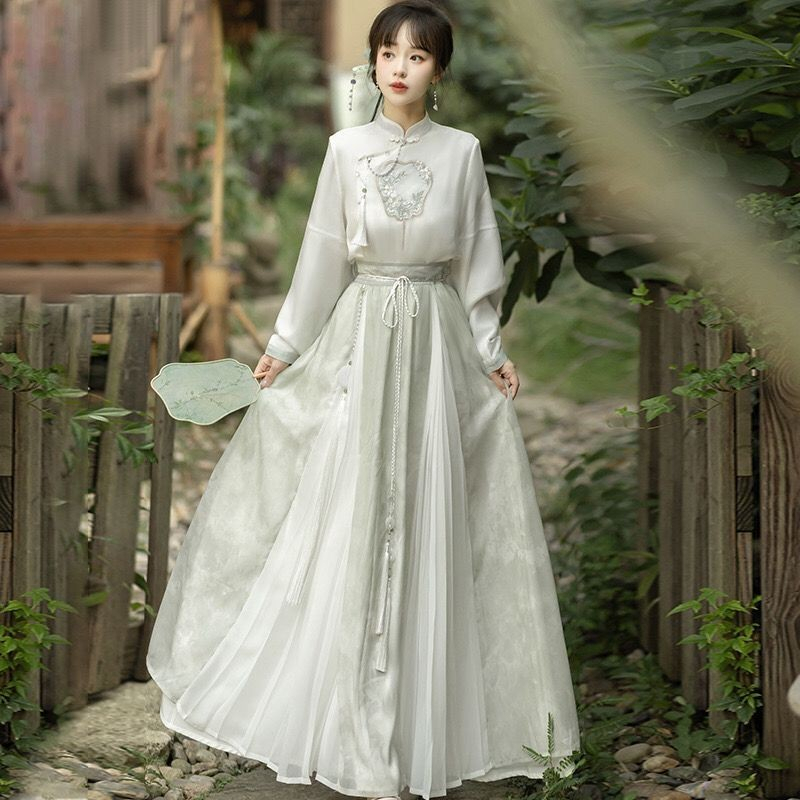 Jual New Chinese Style Green Jade Fan Chinese Dress Hanfu Women ...