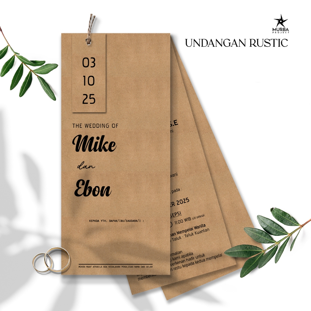 Jual Undangan Pernikahan Aesthetic 3 Ply | Undangan Rustic Coklat Murah ...