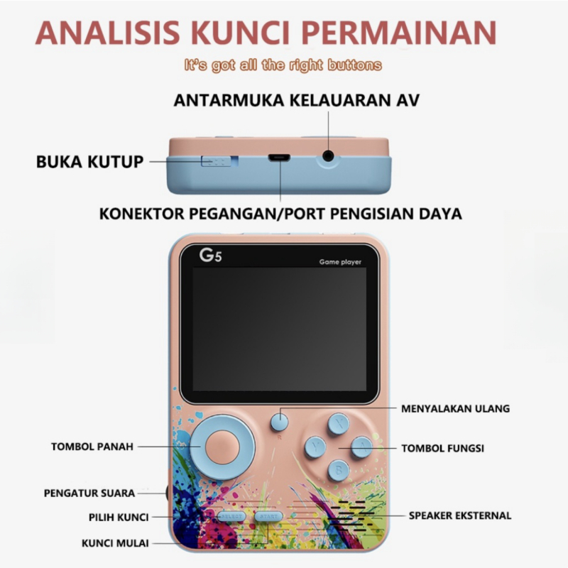 Jual Portable G5 Game Player Connect to TV or Gamepad 1000mAh Player/2 ...