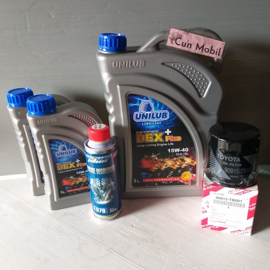 Jual Paket oli mesin UNILUB DEX PLUS 15W-40 Innova Fortuner Hilux ada 5 ...