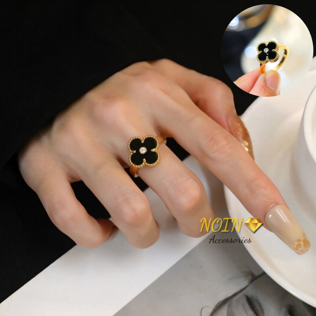 Jual Cincin Clover Four Leaf Permata Titanium Daun Clover Korean Ring ...