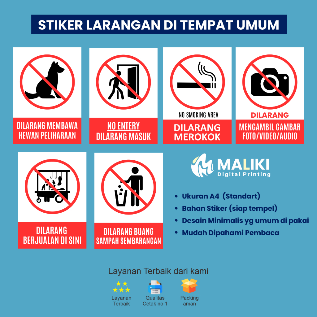 Jual Poster Stiker - Larangan Ditempat Umum ukuran A4 | Shopee Indonesia