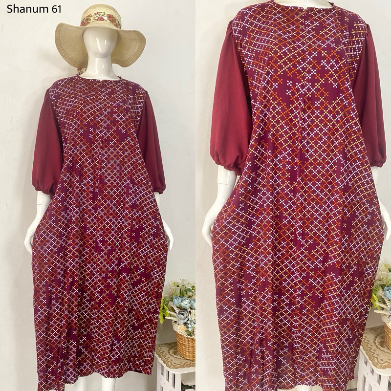 Jual SHANUM DRESS / Gamis Rayon Kombinasi / Gamis Rayon Motif Busui ...