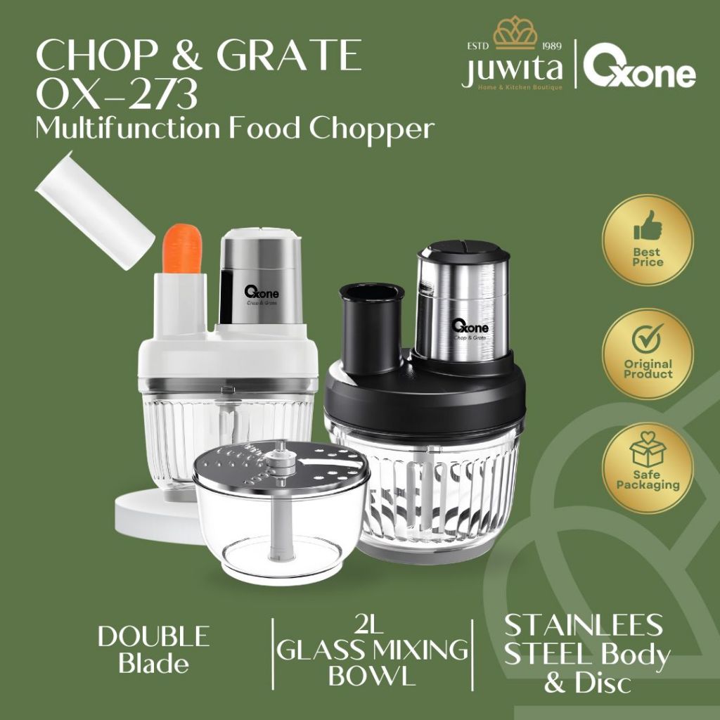 Jual Oxone OX273 Food Chopper Blender Pelumat Daging Bumbu Serbaguna Wadah Kaca 2L Multifungsi ...