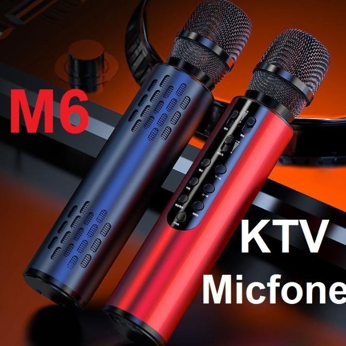 Jual MIC KARAOKE PORTABLE BLUETOOTH M6 ORIGINAL PREMIUM DOUBLE SPEAKER ...