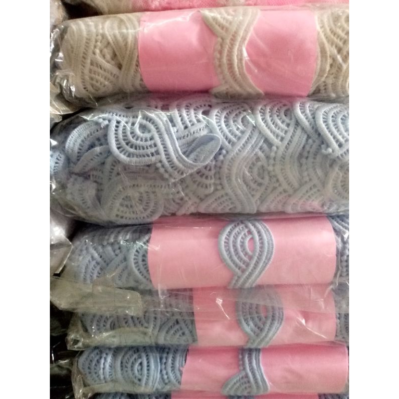 Jual renda Prada lebar 3,5 cm variasi warna biru dan bw | Shopee Indonesia