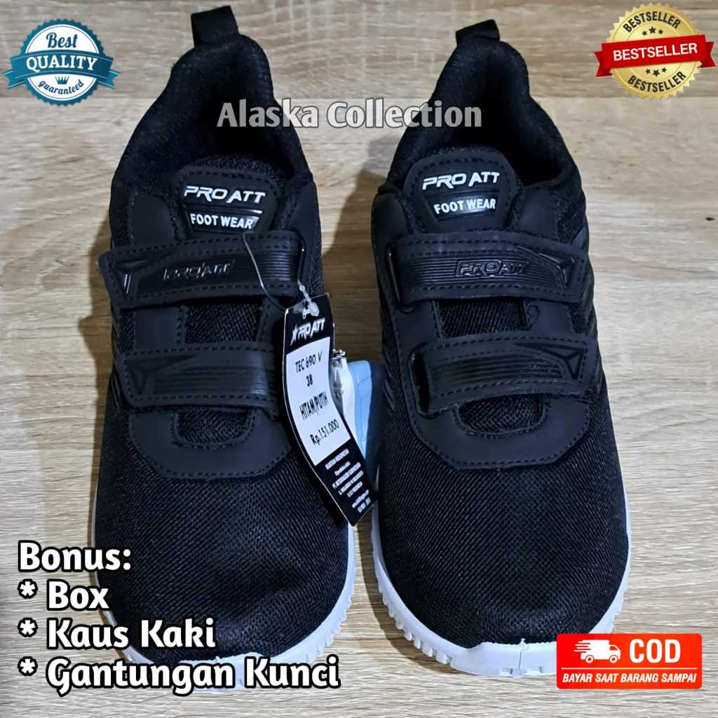 Jual SEPATU SEKOLAH ANAK PRO ATT HITAM PUTIH | Shopee Indonesia