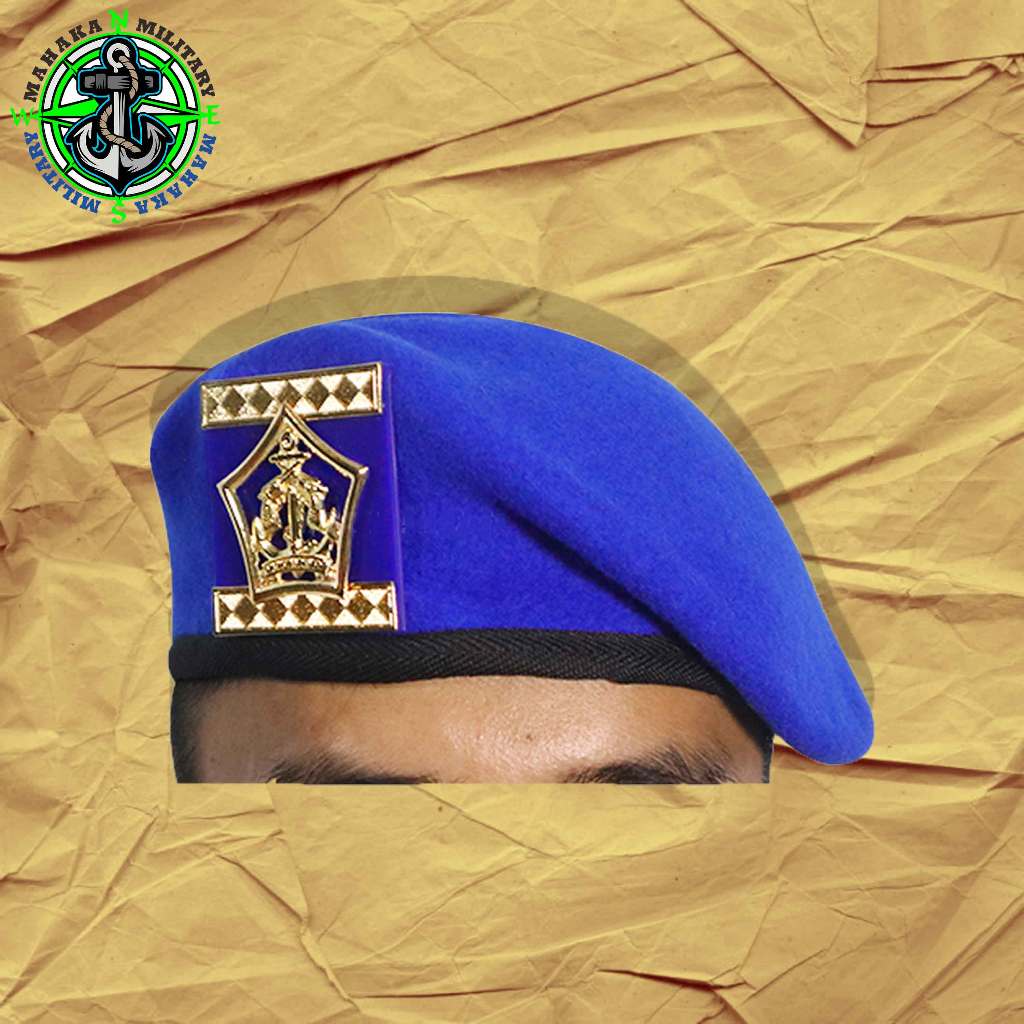 Jual Baret Pom tni ALmerek camel + emblem satu set | Shopee Indonesia