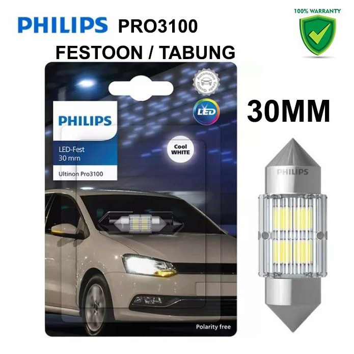 Jual Lampu Kabin LED PHILIPS Ultinon PRO3100 Festoon C5W Tabung 30mm ...