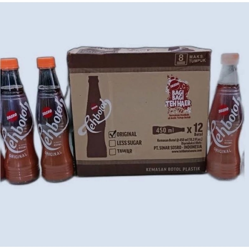 Jual Teh Botol Sosro PET/TBE Original 450ml (harga 1dus isi 12 pcs) | Shopee Indonesia