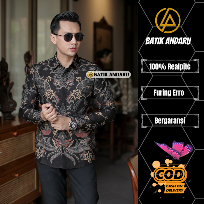 Jual Batik Andaru Motif Narendra Baju Kemeja Batik Pria Slimfit Lengan Panjang Modern Bahan ...