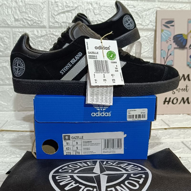 Jual Sepatu Sneakera Adidas Gazelle X Stone Island Black Silver ...