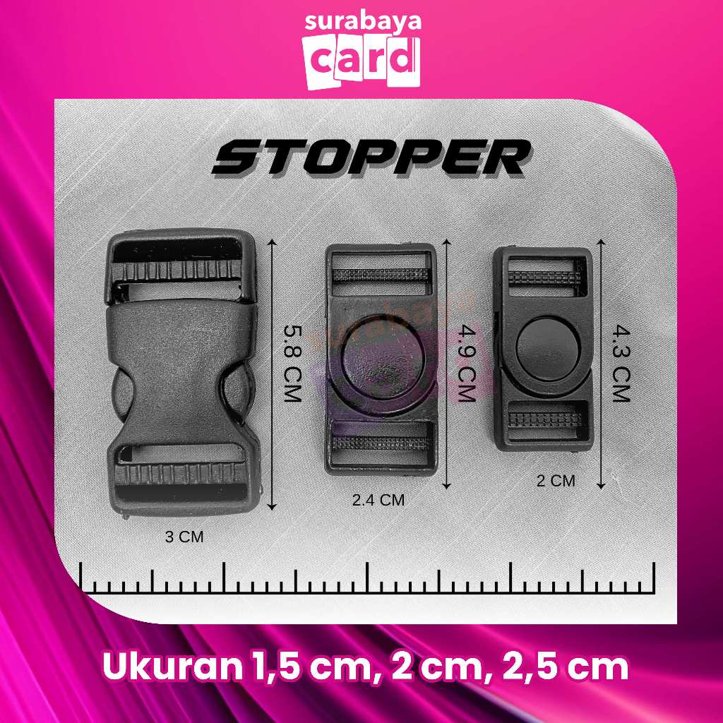 Jual Stoper stopper tali id card lanyard cantelan ukuran 2 cm isi 120 ...
