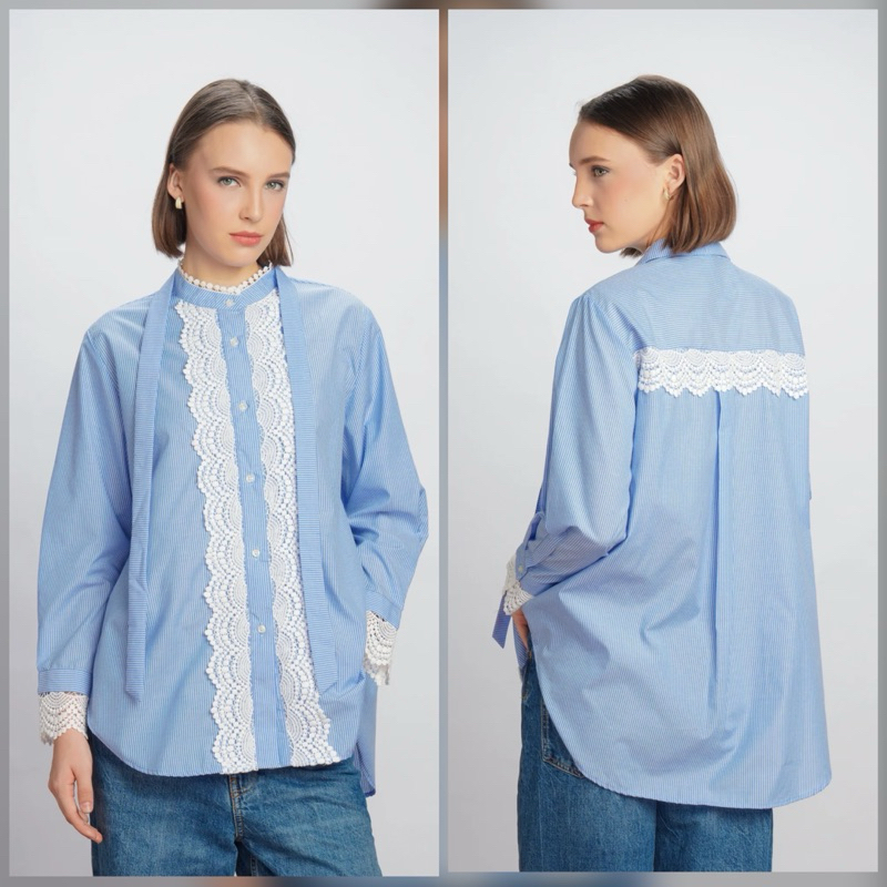 Jual ALEZA - ARIQA SHIRT BLUE || Basics you need | Shopee Indonesia