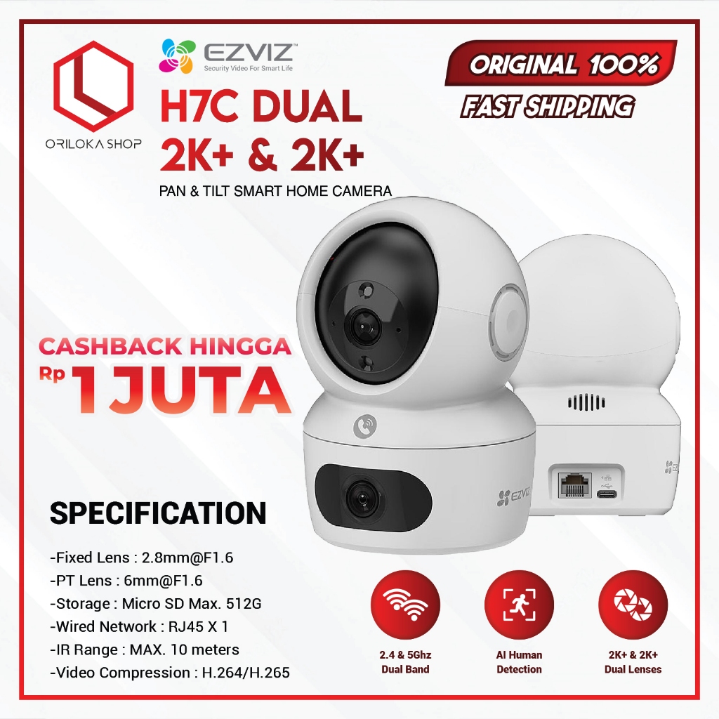 Jual EZVIZ H7C CCTV Dual-Lens 2K+ & 2K+ Smart Home Wifi Pan Tilt IP ...