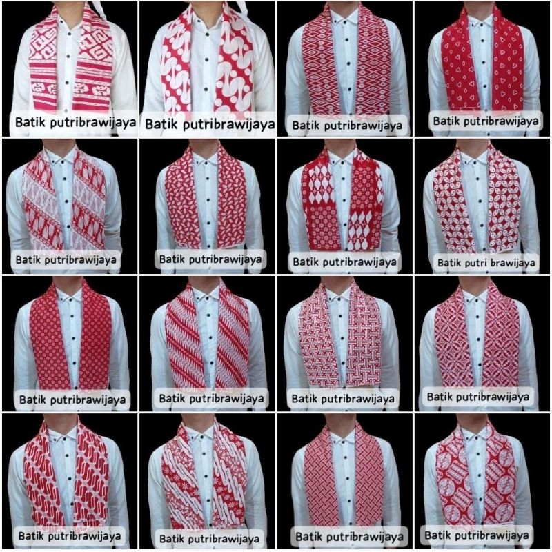 Jual Syal batik merah putih wanita scraf pria cukin tradisional ...