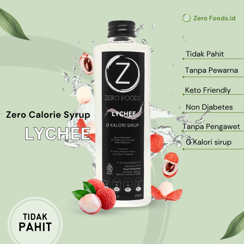 Jual Zero Foods Diet Keto Lychee Syrup - 0 Kalori Sirup - Sirup Leci 0 ...