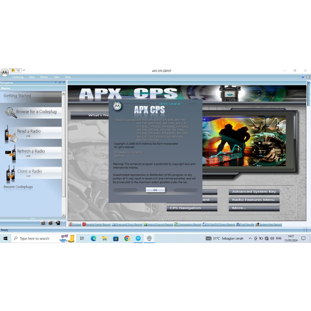 Jual Copy Software DEPOT TOOL untuk CPS APX1000 R28 dan Software Ver ...