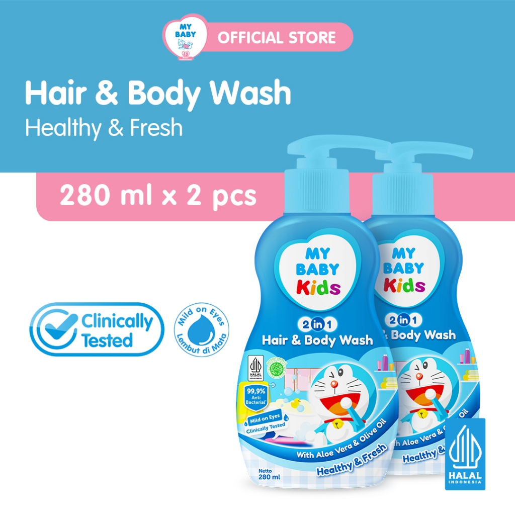 Jual MY BABY Kids Hair & Body Wash Healthy & Fresh Pump [280 mL / 2 pcs ...