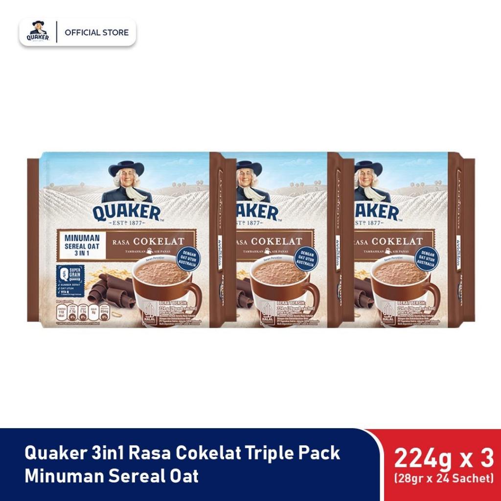 Jual Quaker 3in1 Chocolate Polybag 224g Minuman Sereal Oats (Isi 8 sachet) x3 | Shopee Indonesia