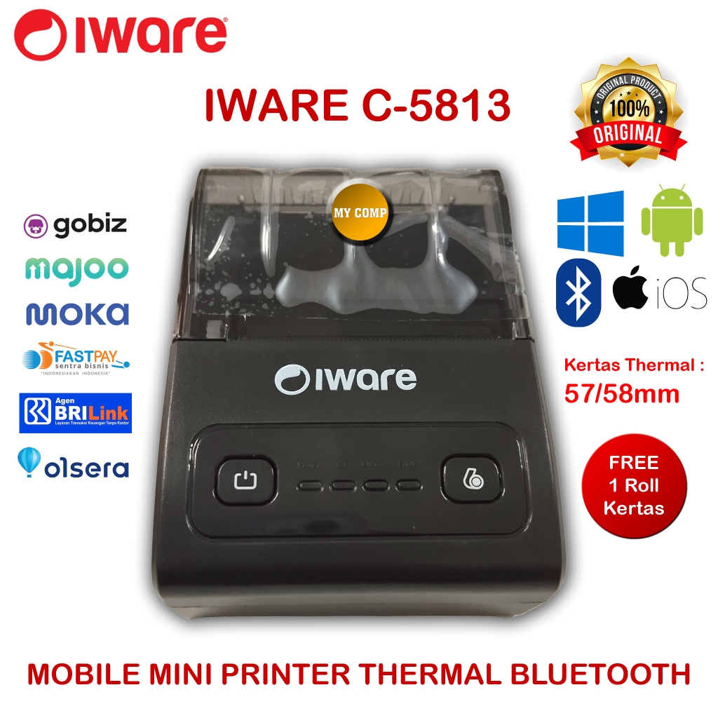 Jual Printer Thermal Mobile Bluetooth Mini Kasir Iware Portable | Shopee Indonesia