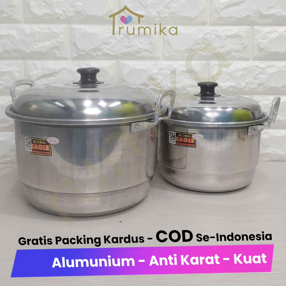 Jual Panci Kukus / Dandang Steamer + Saringan Global Eagle - 20 CM / 22 CM / 24 CM / 26 CM / 28 ...