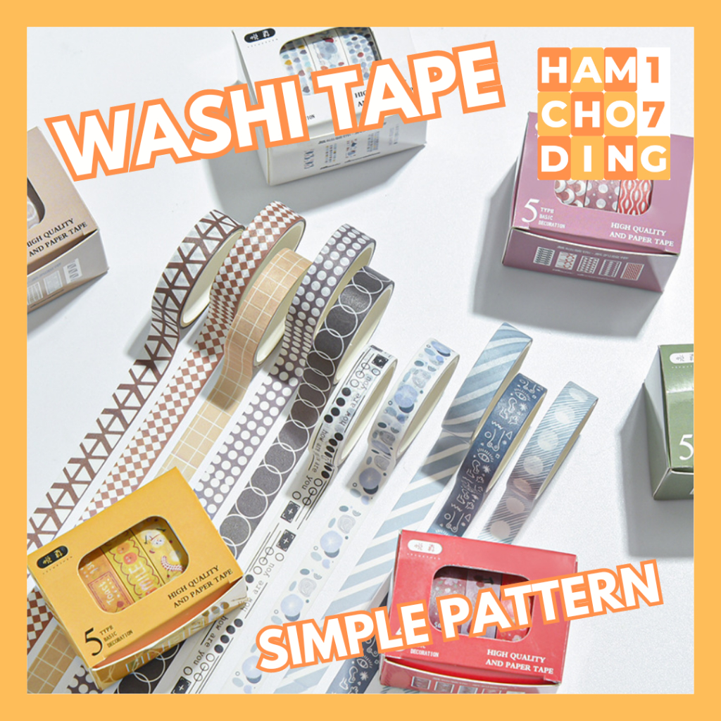 Jual WASHI TAPE BASIC PATTERN DIY DECO SCRAPBOOK JOURNAL | Shopee Indonesia