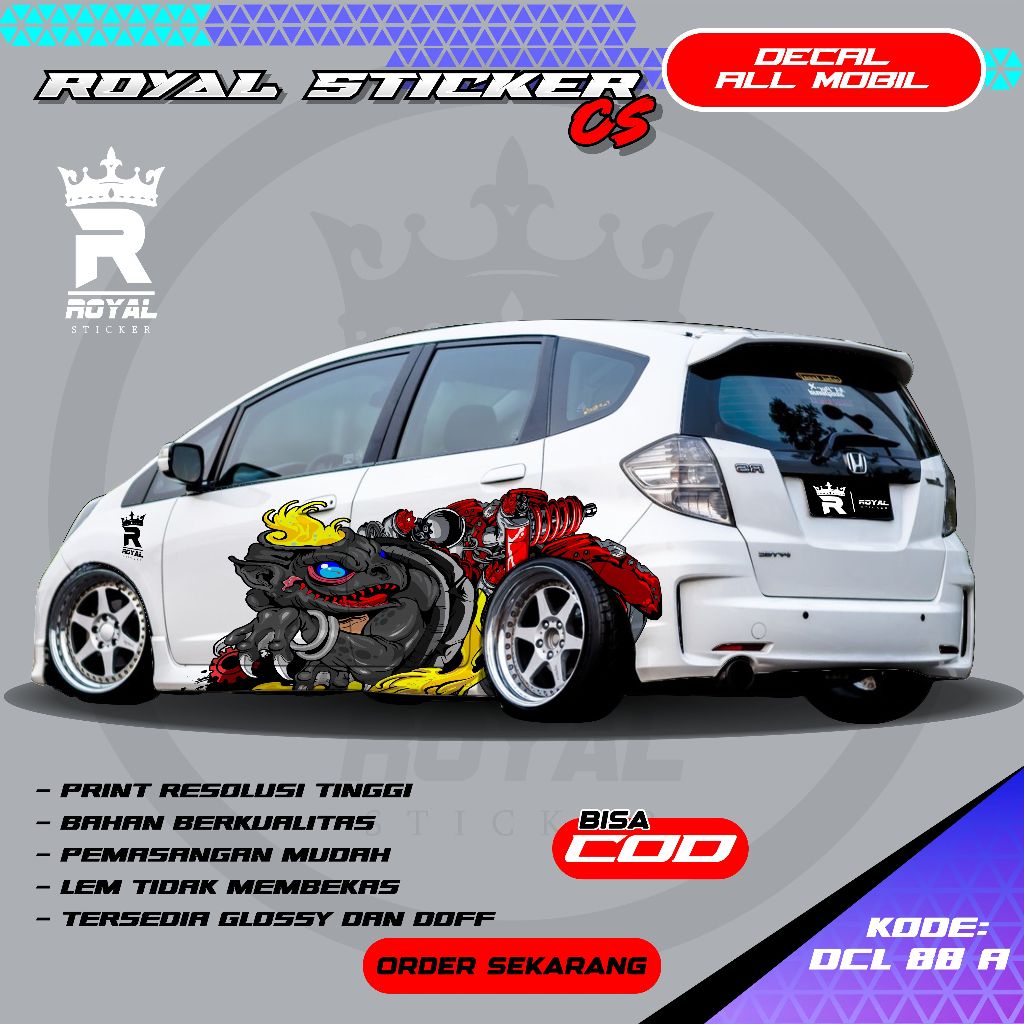 Jual DECAL MOBIL BRIO JAZZ AGYA AYLA CALYA DESAIN MONSTER KADAL TERBARU ...