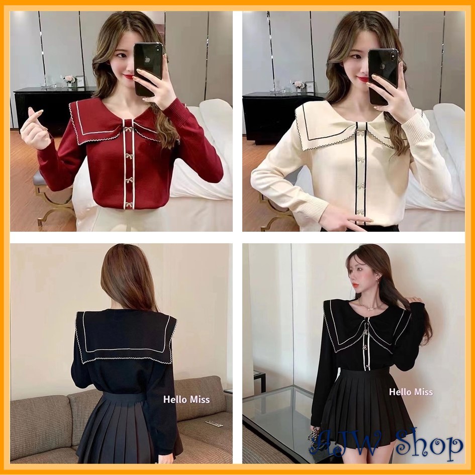 Jual AJW Atasan Wanita Sailor Rumbai Knit Premium XEK | Blouse Wanita ...