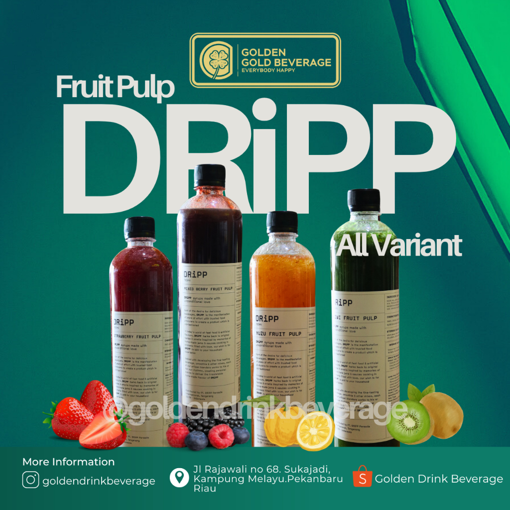 Jual DRiPP Syrup Fruit Pulp Mixed Berry Strawberry Yuzu Kiwi 760 ml ...