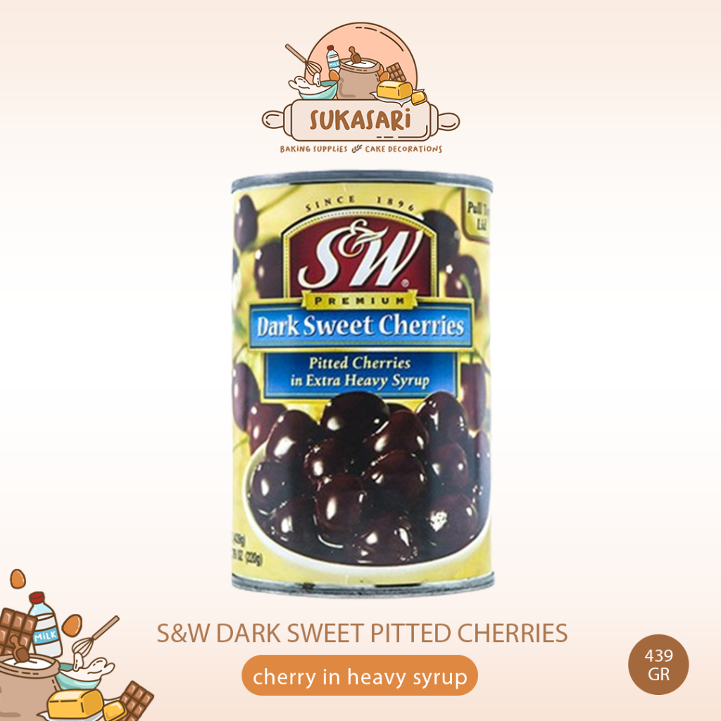 Jual PROMO SW Dark Sweet Pitted Cherries 439gr Cherry Tangkai Kaleng Can Ceri cherry KEMASAN ...