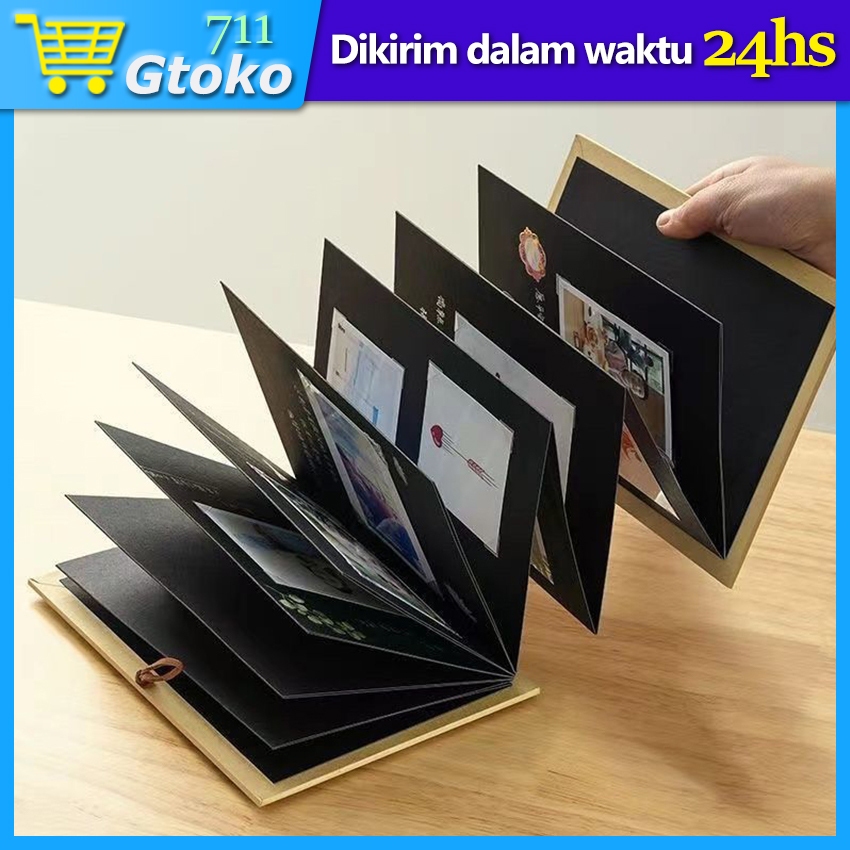Jual Album Lipat Scrapbook Hitam Hardcover Custom Foto Vintage Kraft ...