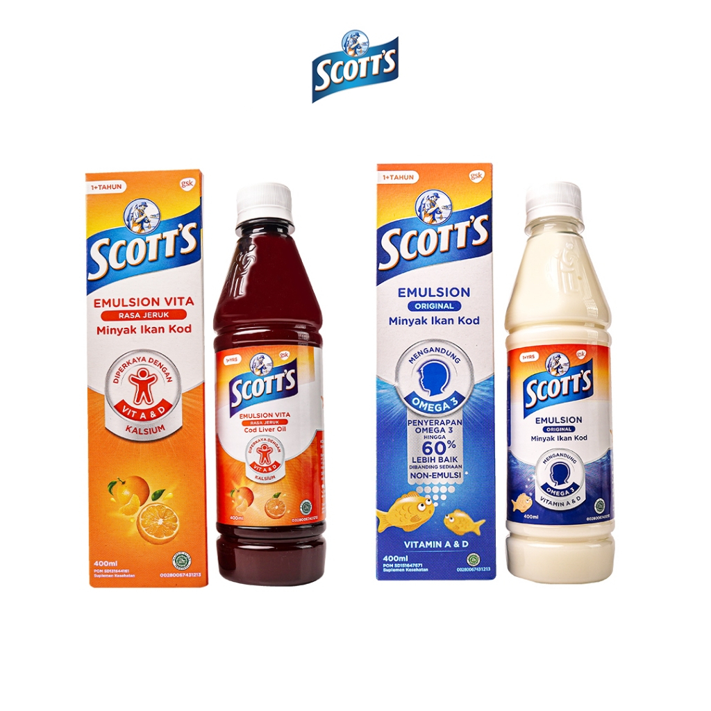 Jual SCOTT'S Emulsion Vitamin dengan Omega 3, Vitamin A dan D 400ml ...