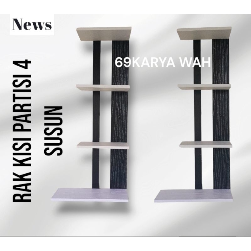 Jual RAK KISI PARTISI 4 SUSUN// RAK HIASAN DINDING SERBAGUNA ...