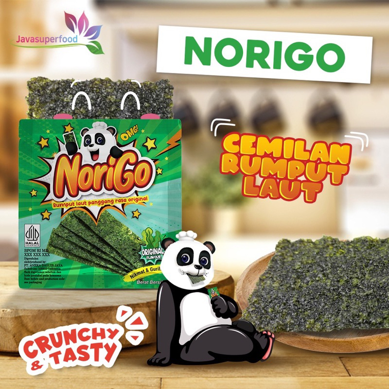 Jual Norigo Cemilan Rumput Laut Halal Nori crispy lembar sachet seaweed ...
