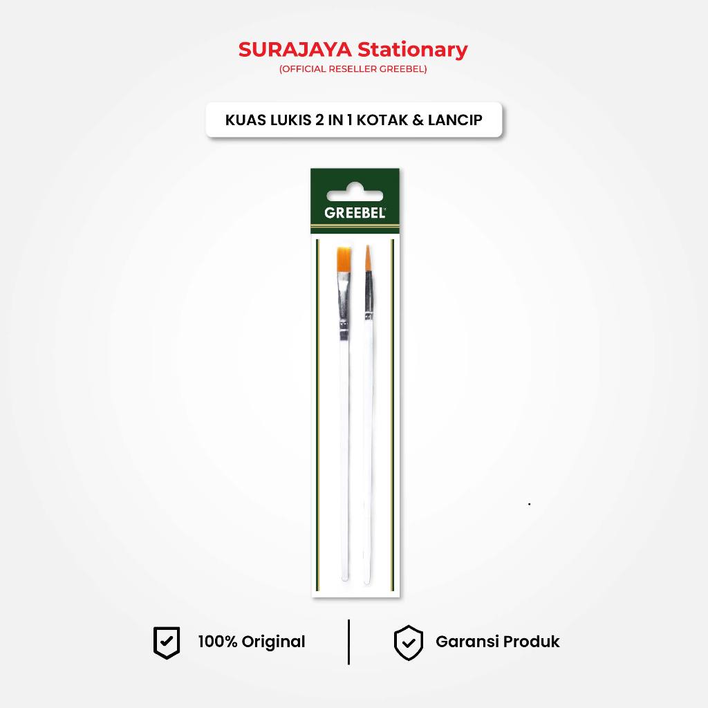 Jual GREEBEL KUAS LUKIS 2 IN 1 LANCIP & KOTAK / Round & Flat ...